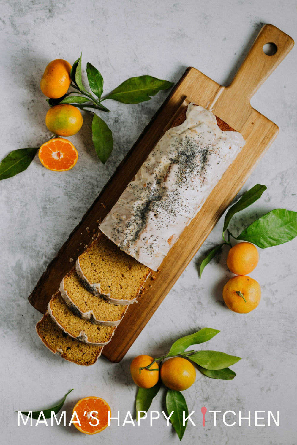 Tangerine Loaf Cake with Vanilla Icing and Poppy Seeds Recipe